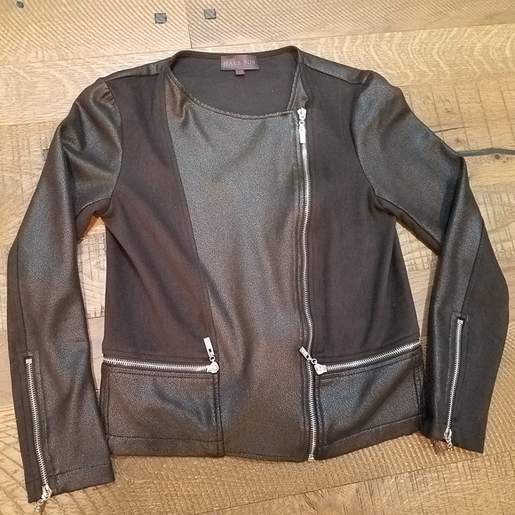Hale Bob | Jackets & Coats | Hale Bob Black Blazer Faux Leather Jacket ...